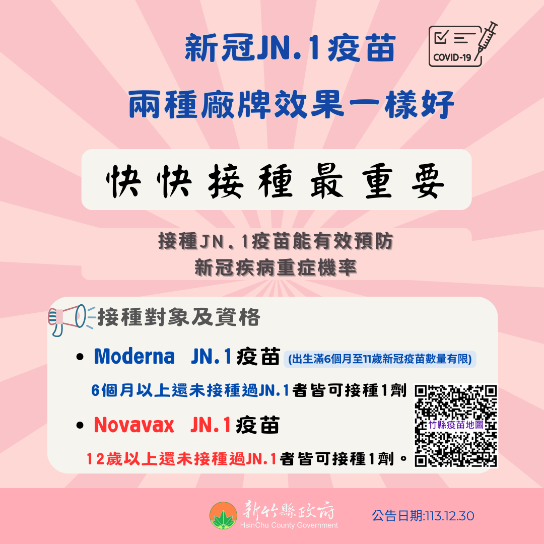 新冠JN.1疫苗與成人肺炎鏈球菌疫苗接種合約院所